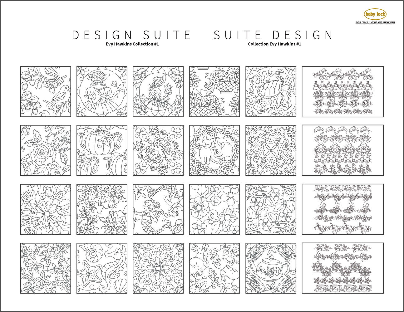 Baby Lock Design Suite Collection - Fills and Motifs Evy Hawkins Colle ...