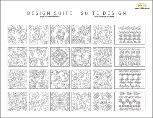 Baby Lock Design Suite Collection - Fills and Motifs Evy Hawkins Colle ...