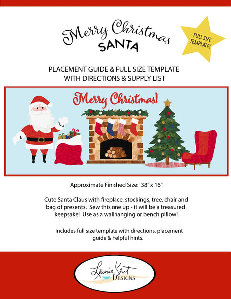 Merry Christmas Santa Applique Pattern - Laurie Kent Sewing Pattern ...
