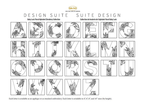 Baby Lock Design Suite Floral Alphabet (PES format) Embroidery Design ...