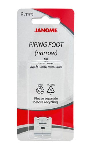 Janome Narrow Piping Foot, 9mm - 202462006 – Aurora Sewing Center