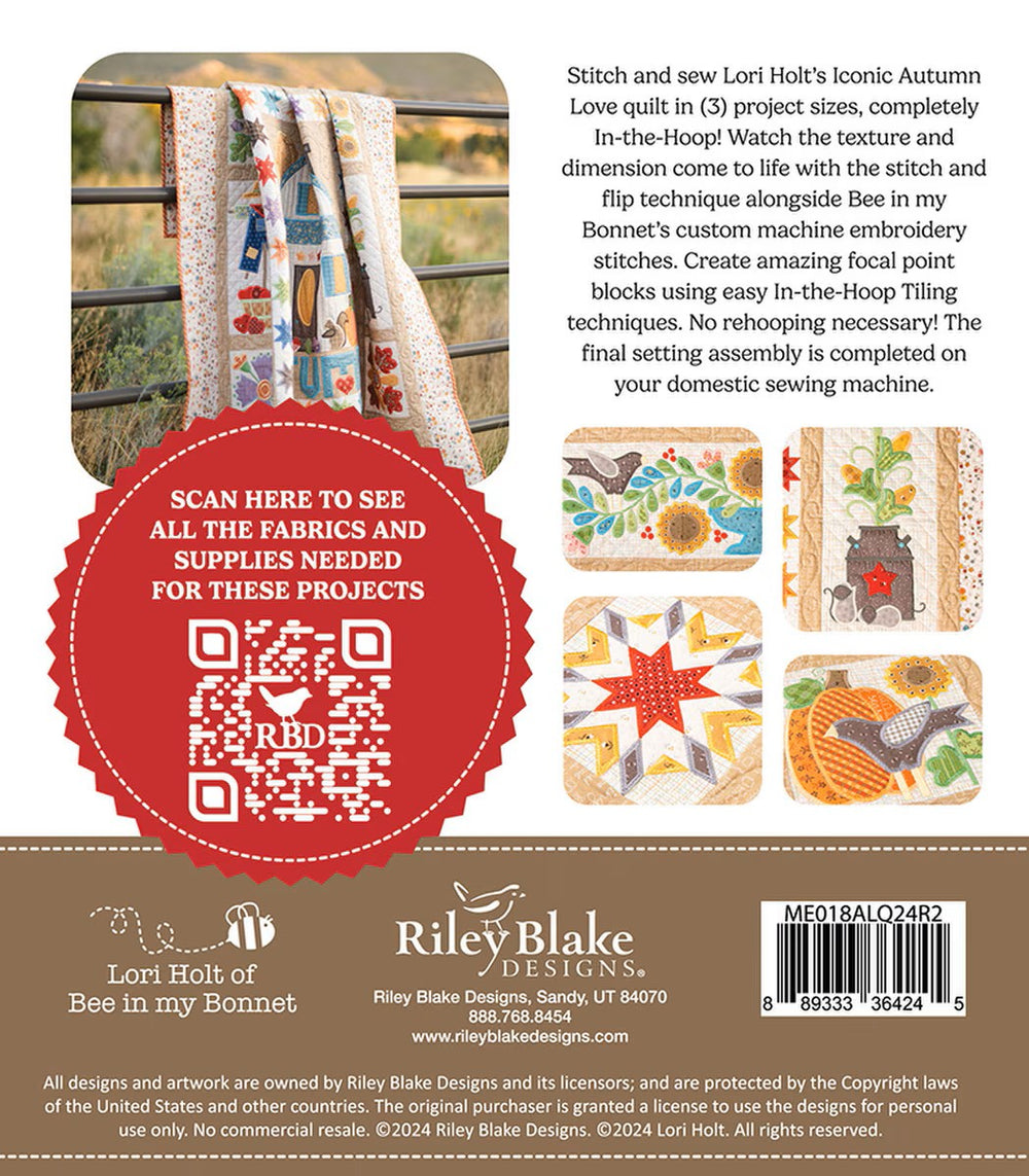 Autumn Love Quilt by Riley Blake - Embroidery Design – Aurora Sewing Center