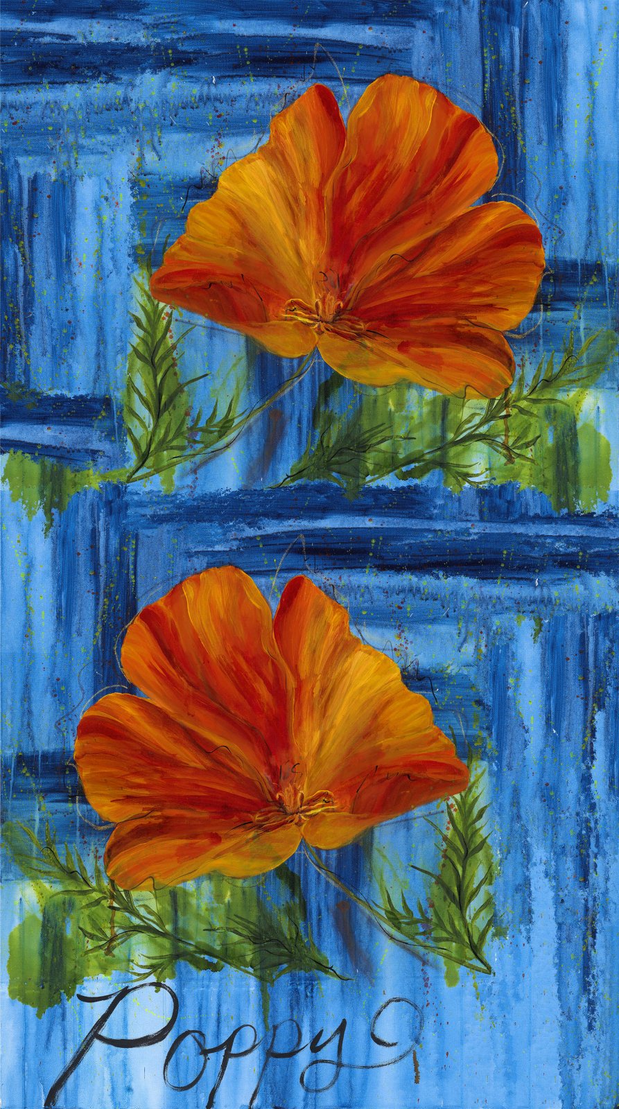 Wildflower Poppy Electric Blue 24" Panel – Aurora Sewing Center