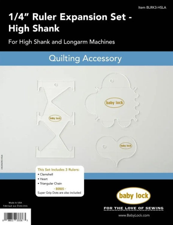 Baby Lock BLRK3-HSLA 1/4-inch Acrylic Expansion Ruler Set High Shank a ...